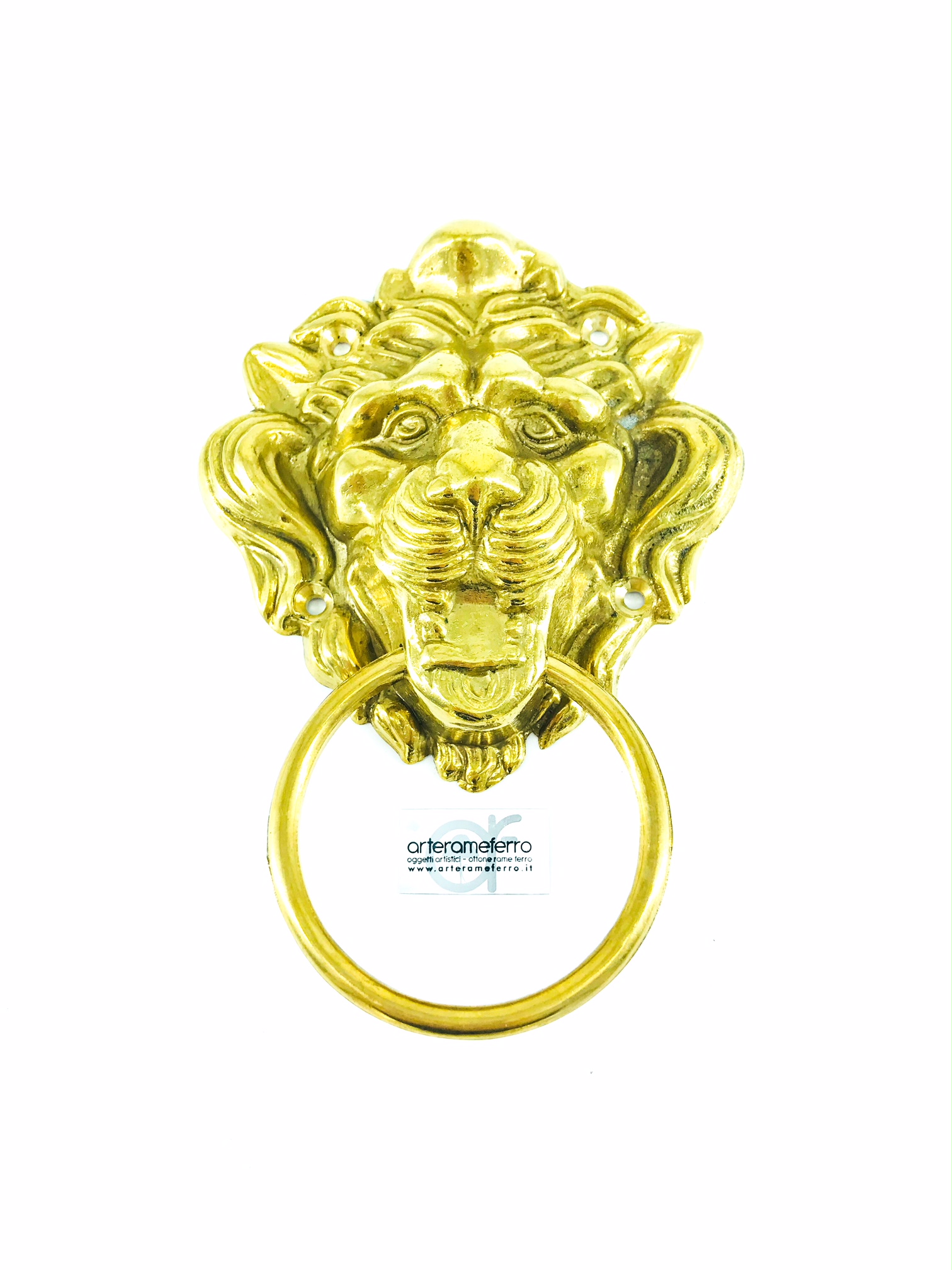 Battente leone in ottone lucido